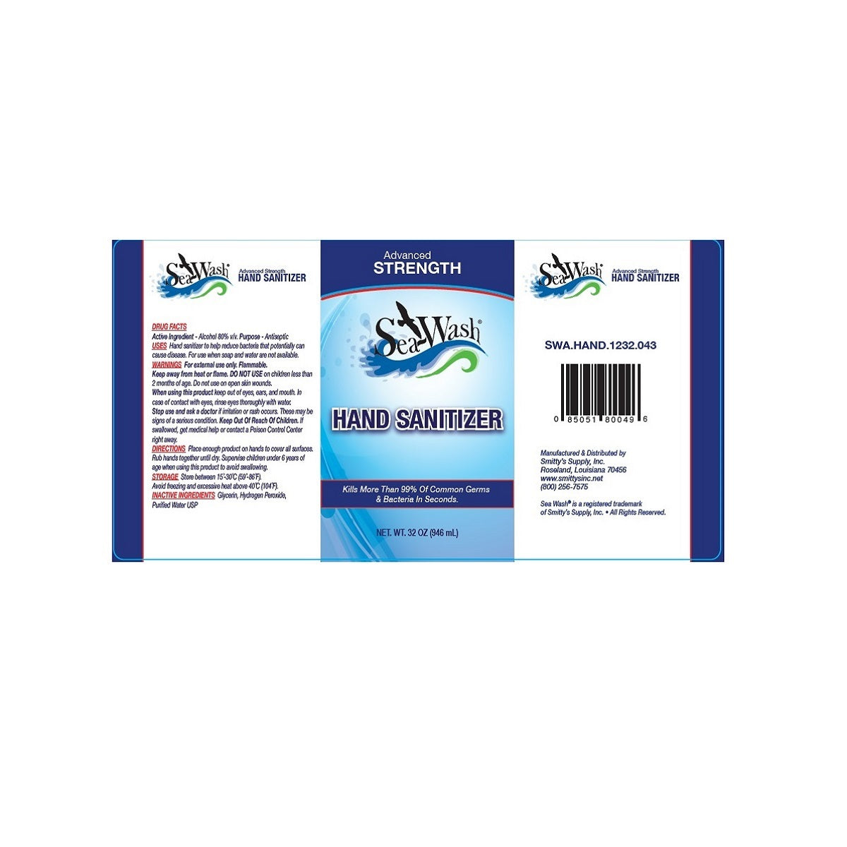 Smitty's 32 oz. Sea Wash® Advanced Strength Hand Sanitizer ...